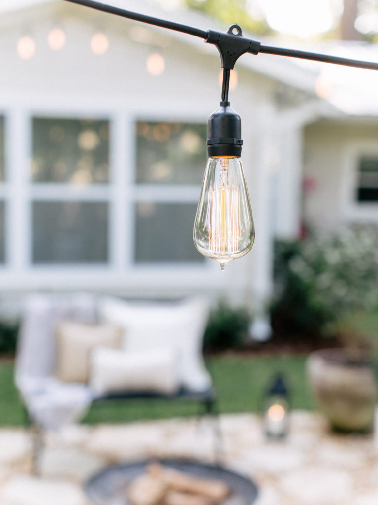 DIY Fire Pit with String Lights | Laine and Layne