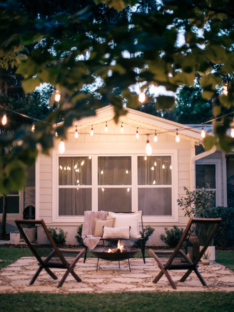 DIY Fire Pit with String Lights | Laine and Layne