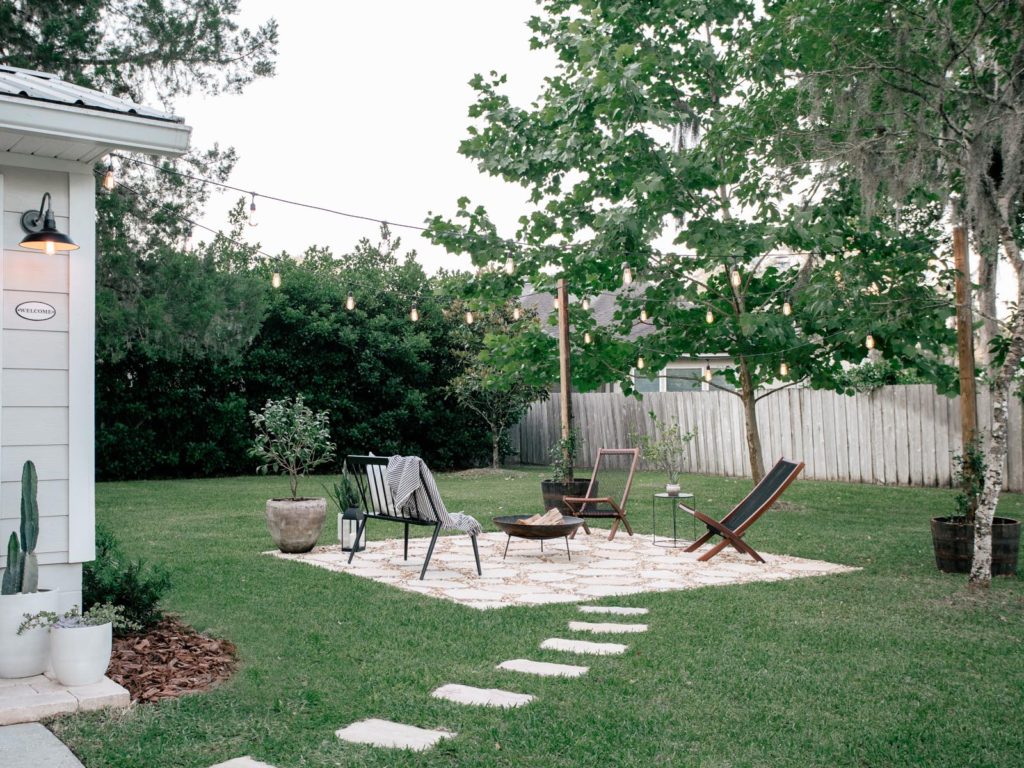 DIY Fire Pit with String Lights | Laine and Layne